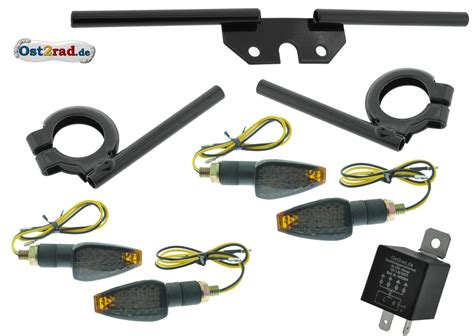 LED Mini Blinker Satz BlackEdition für Simson S50 S51 Blinkgeber Halter