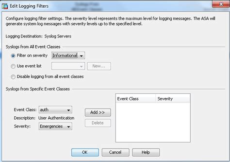 Networking Security ASA Syslog Configuration Example