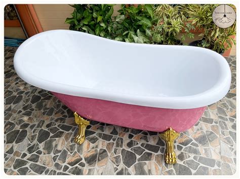 Tsc 905p อ่างอาบน้ำวินเทจสีชมพู ขาสิงห์ ร้านต้นข้าวโคมไฟ Toncawlamp
