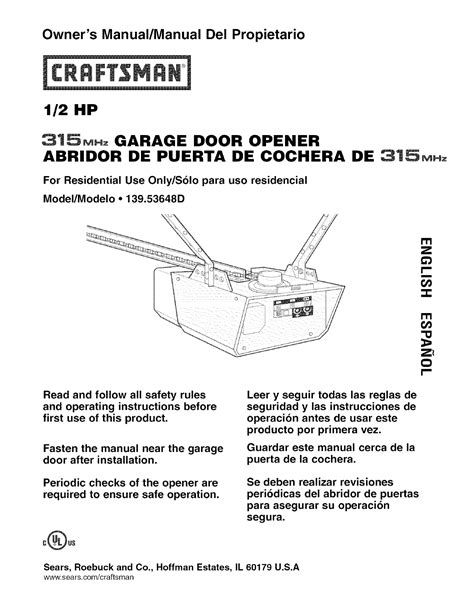 Craftsman Garage Door Opener Manual 139539 Alison Brown