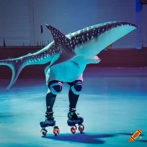 Man In A Whale Shark Costume Roller Skating On Craiyon
