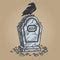 Kraaien Op Oeroude Tombstone Pop Kunstvector Vector Illustratie Illustration Of Halloween