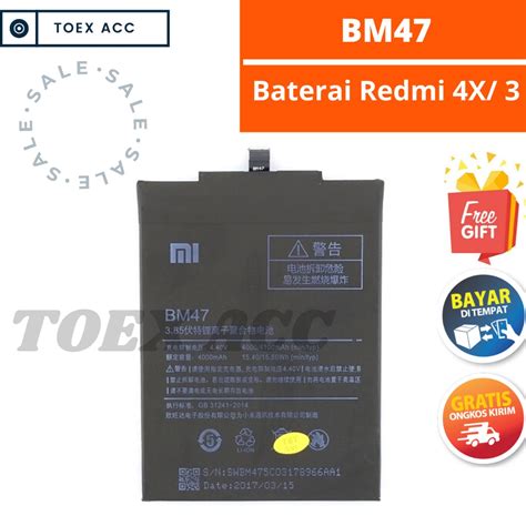 Baterai Xiaomi Redmi 4X 3 3S BM47 Batre BM 47 Shopee Indonesia