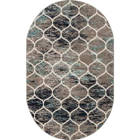 Unique Loom Trellis Frieze Rounded Blue Multi 5 Ft X 8 Ft Area Rug