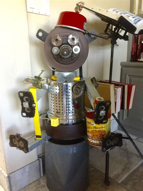 Honey Bear And Hummingbird Fauxbot Found Object Robot Sculpture