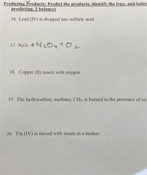 Solved Predicting Products Predict The Products Identify The Type And Balan Predicting 2