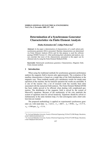 pdf determination of a synchronous generator characteristics via