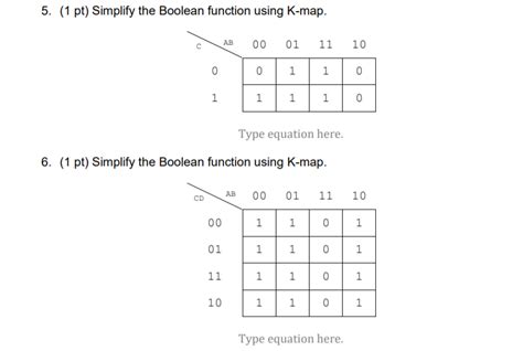 Solved 1 1 Pt Simplify The Boolean Functions Using K Map
