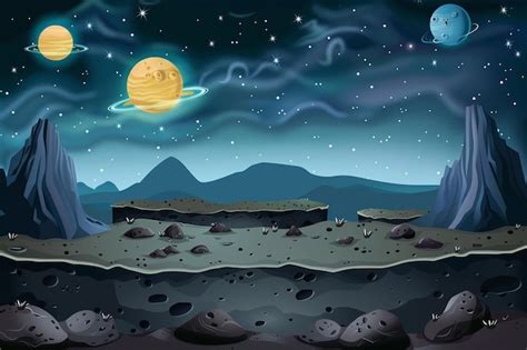 Premium Photo Parallax Background Game Level Map With Spaceman