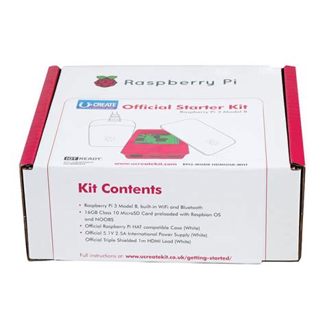 Raspberry Pi 3b Starter Kit White Ln100061 Rpi3 Modb Hdmiosk Wht