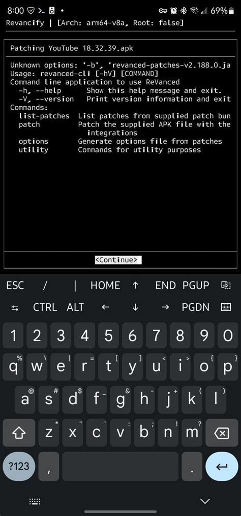 patch falling using revancify after it updated cli part to 3 0 r