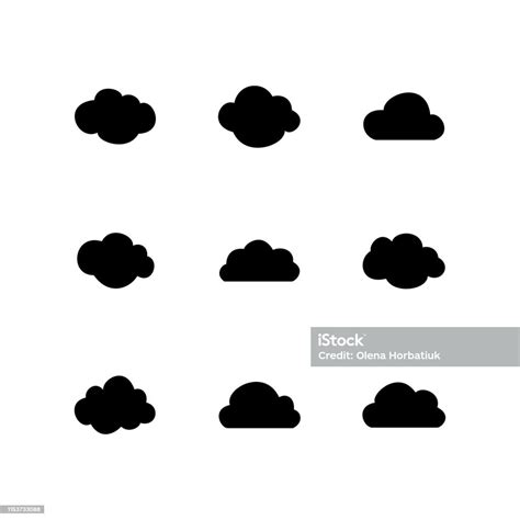 구름 실루엣입니다 구름 모양의 벡터 집합입니다 다양 한 형태와 윤곽을 수집 합니다 일기 예보 웹 인터페이스 또는 클라우드 저장소 응용 프로그램에 대 한 디자인 요소입니다 0