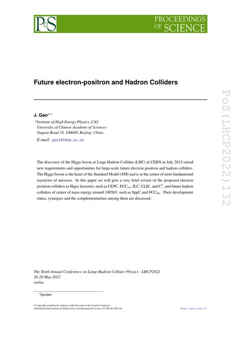 Pdf Future Ee And Hadron Colliders