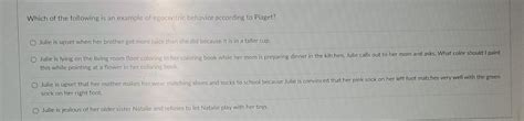 Solved Which Of The Following Is An Example Of Egocentric