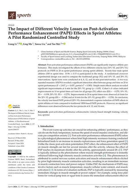 Pdf The Impact Of Different Velocity Losses On Post Activation