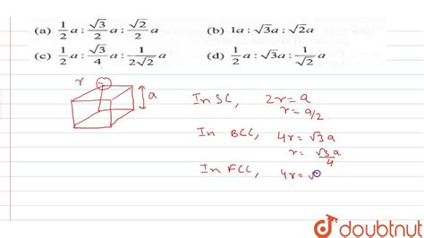 If A Stand For The Edge Length Of The Cube System Simple Cubic Body Centred Cubes And Face