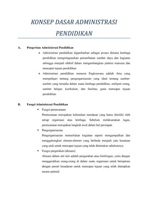 Konsep Dasar Administrasi Pendidikan KONSEP DASAR ADMINISTRASI