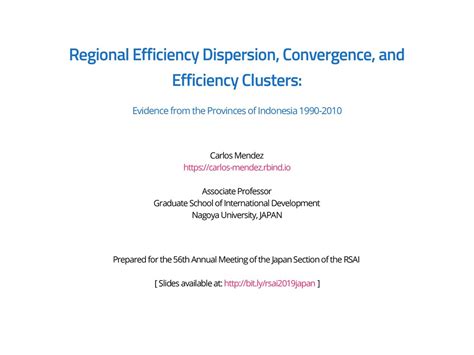 Regional Efficiency Dispersion Convergence And Efficiency Clusters