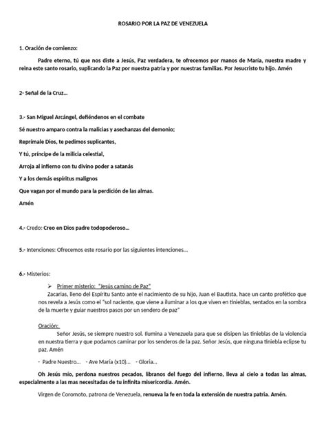 Rosario Por La Paz De Venezuela Pdf María Madre De Jesús Orador