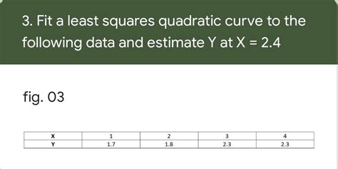 Solved Fit A Least Squares Quadratic Curve To The Chegg