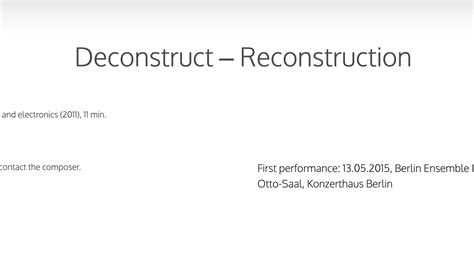 Deconstruct Reconstruction