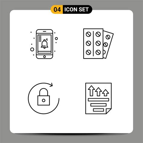 Line Pack Of 4 Universal Symbols Of Mobile Rotate Medical Tablet File