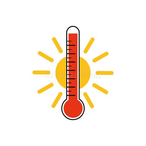 Icono De La Temperatura Del Calor Del Sol Del Vector Del Termómetro