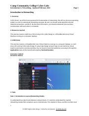 CyberLab TCP IP Model Docx Camp Community College Cyber Labs Introduction To Networking