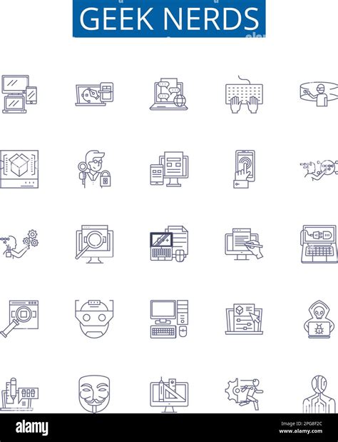 Geek Nerds Line Icons Signs Set Design Collection Of Geek Nerds