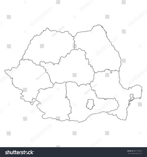 High Detailed Vector Map Countiesregionsstates Romania Stock Vector