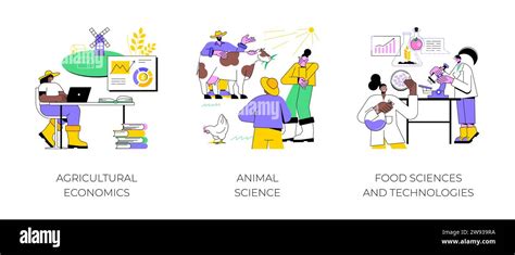 Education In Agriculture Isolated Cartoon Vector Illustrations Set