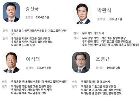 우리은행장 레이스 영업통 세대교체형 리더는 누구 딜사이트