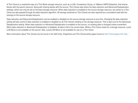 Thin Clones Dell Unity Data Reduction Dell Technologies Info Hub