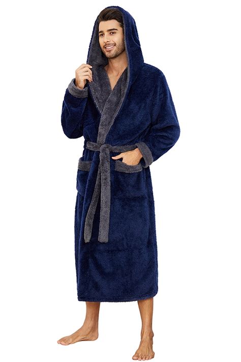 Vulcanodon Mens Hooded Robe Big And Tall Full Length Plush Robe For