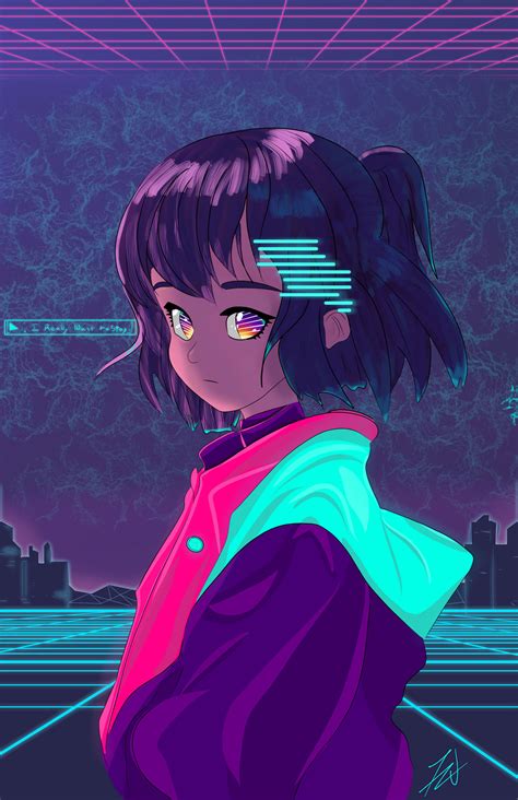 Retrowave Girl By Thenamelessjoe On Deviantart