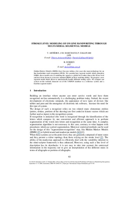 pdf stroke level modeling of on line handwriting through multi modal segmental models