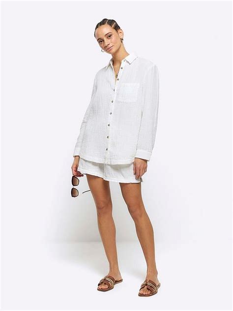 River Island Textured Cotton Shirt White Very
