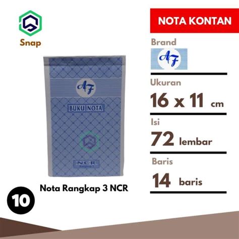 Jual Nota Bon Kontan 3 Rangkap 3 Ply Kecil Af Pack Isi 10 Buku Di