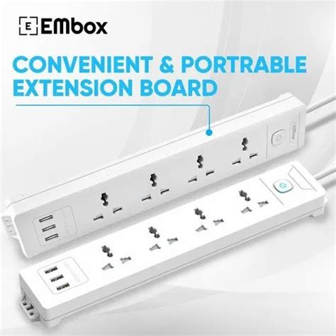 2500w 10 Amps Polypropylene Embox Extension Board With 4 Socket And 3