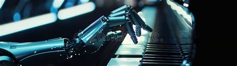 Android Robot Pianist Playing A Grand Piano Stock Illustration Illustration Of Automated