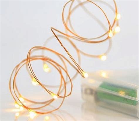 Χριστουγεννιατικα Λαμπακια 20 λαμπάκια Led Mini με μπρονζέ σύρμα θερμό λευκό