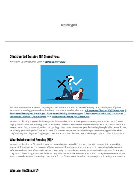 5 Introverted Sensing Si Stereotypes Practical Typing Pdf