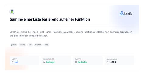 Summe Einer Liste Basierend Auf Einer Funktion In Python Labex