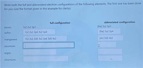 Solved Write Both The Full And Abbreviated Electron