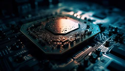 Blue Circuit Board Shows Complexity Of Technology Generated By Ai Stock