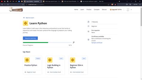 I Am Not Able To Get Certificate For Learning Python Bug Reports