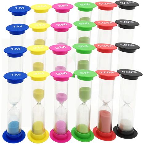 Tihood 24pcs Sand Timer Assortment Plastic Sand Clock Timer 30s 1min