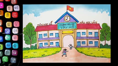 Vẽ Tranh Ngôi Trường Của Em How To Draw My School Youtube