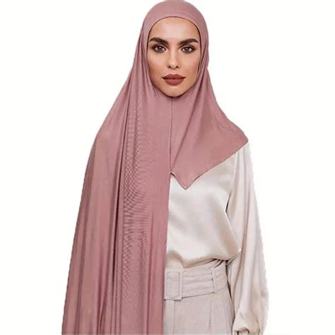 Solid Color Jersey Instant Hijab Casual Long Scarf Elegant Temu