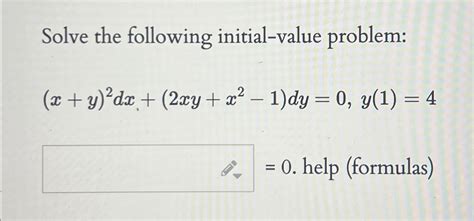 Solved Solve The Following Initial Value